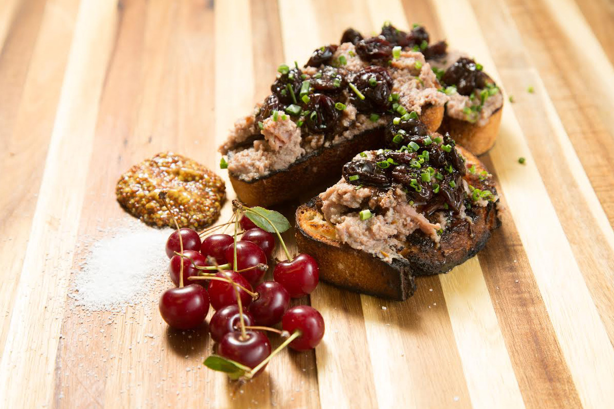 Duck Rillettes with Balsamic Cherries and Whole Grain Mustard on ...